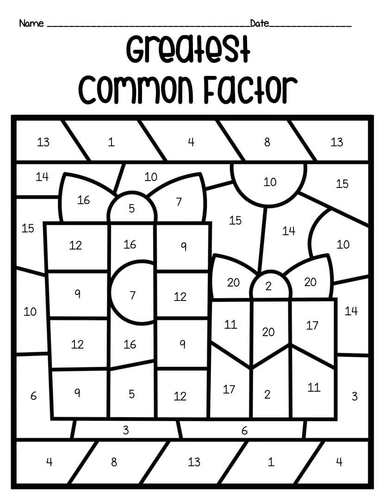 Christmas Greatest Common Factor (GCF) Color by Number | TPT