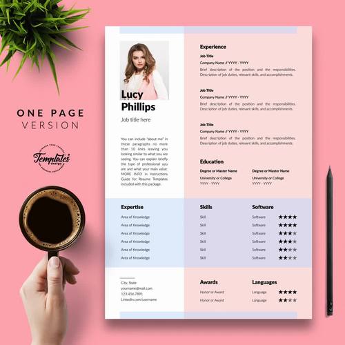Modern Resume - Lucy Phillips / Professional Resume for MS Word & iWork ...