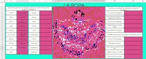 Spanish Clothing Vocabulary Digital Mystery Picture La Ropa Spanish ...