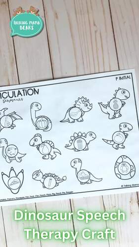 Dinosaur Speech Therapy Articulation Craft by Talking Mama Bears