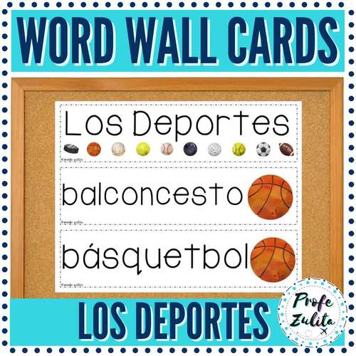 23 Spanish Classroom Posters | Sports in Spanish Word Wall Cards