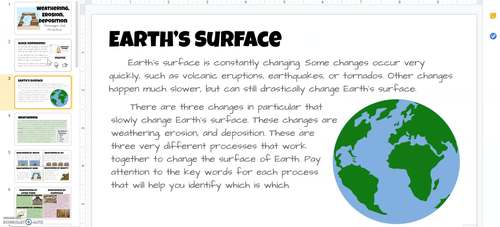 Distance Learning: Weathering, Erosion, Deposition (Google Slides)