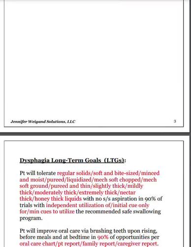 Dysphagia Swallowing Short-Term Goals, Long-Term Goals, Eval Assessment ...