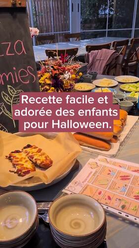 HALLOWEEN RECIPE FOR KIDS IN FRENCH | COOKING WITH CHILDREN | PIZZA MOMIE