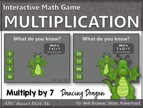 Interactive Math Game Multiplication by 7 {Dancing Dragon} | TPT