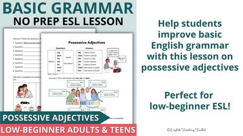 Low Beginner ESL Grammar Worksheets for Adult ESL - Possessive Adjectives