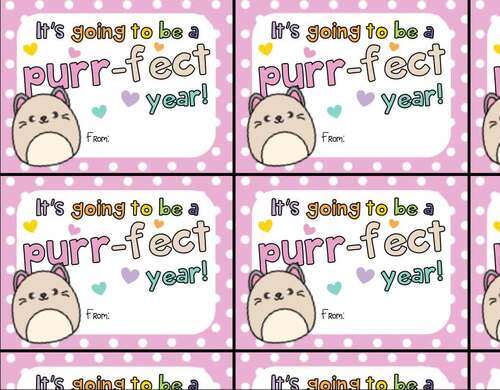 Cat-Themed Beginning of Year Gift Tag- It's going to be a purr-fect year!