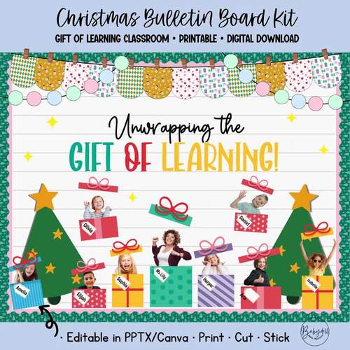Christmas Bulletin Board & Door Decor Kit | Editable Name Craft ...