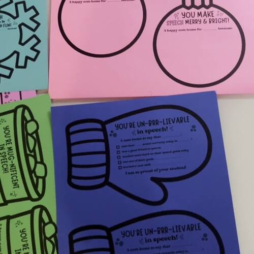 Winter Speech therapy happy mail | Positive Parent Communication