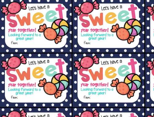 Cute Candy Beginning of Year Gift Tag- Let's have a Sweet year together!
