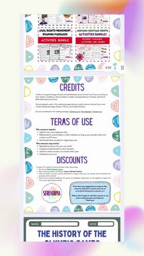 History of Ancient & Modern Olympic Games READING COMPREHENSION ...