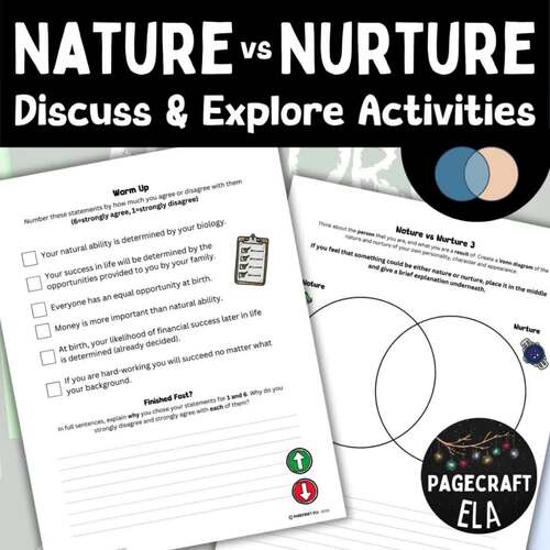 Nature vs Nurture Discussion and Exploration Activities by Pagecraft ELA