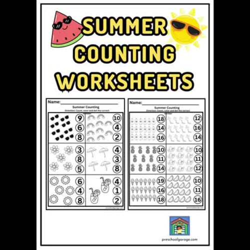 Summer Counting Worksheets 1-30 by Preschool Garage | TPT
