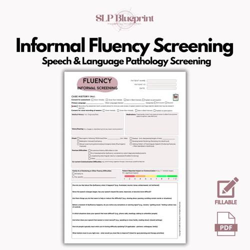 Informal Fluency Screening Tool, Adult Speech & Language Pathology ...