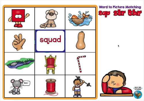 3-Letter Blends SQU STR THR Boom Cards Game by Busy Bee Studio | TPT