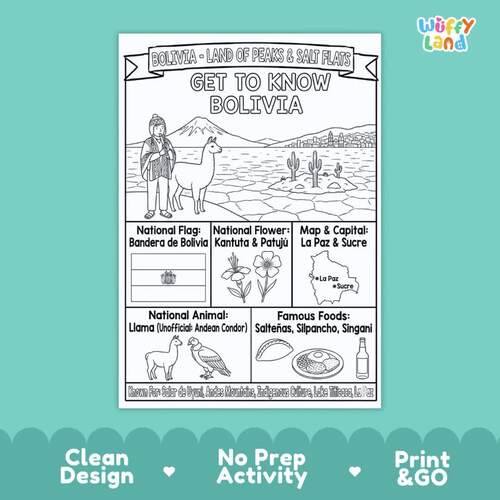 Bolivia Country Study | Geography Coloring Page Activity | South ...