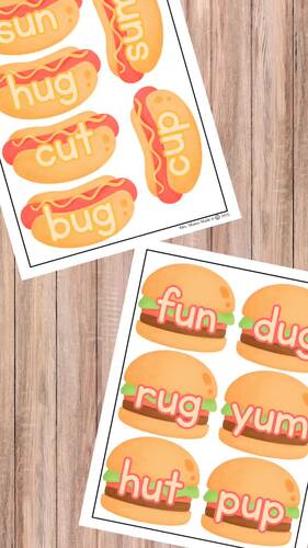 Summer BBQ CVC Rhyming Word Match – Hotdog & Hamburger Phonics Center ...