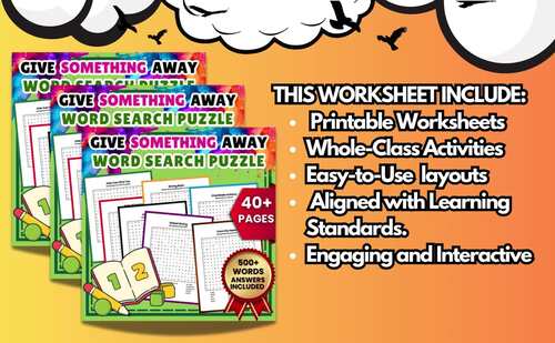 National Give Something Away Day Word Search Activities 3rd,4th,5th,6th ...