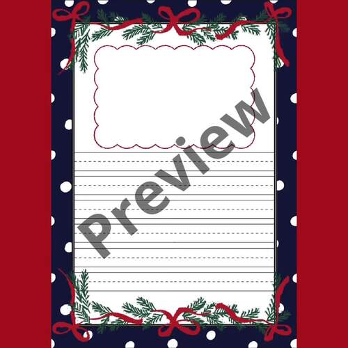 Christmas Themed Writing Paper with Festive Borders for Writing and drawing