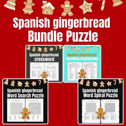 Spanish gingerbread Puzzle Bundle - Extensive Worksheet Bundle | TPT