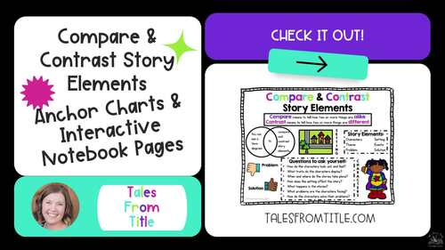 Compare & Contrast Story Elements Anchor Charts & Interactive Notebook ...