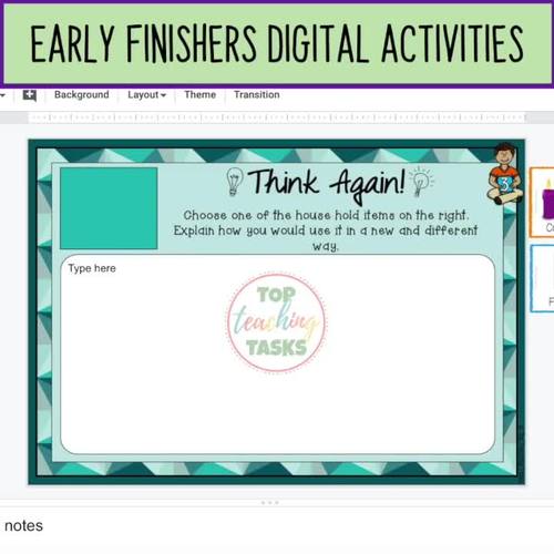 Early Finishers Digital Task Cards Paperless Google Drive® Resource