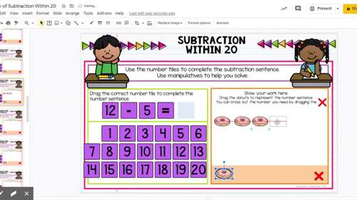 Subtraction Within 20 Google Classroom™ and Seesaw™ by Loving Math