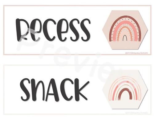 Neutral Boho Rainbow Daily Schedule Time Cards | Editable | TPT