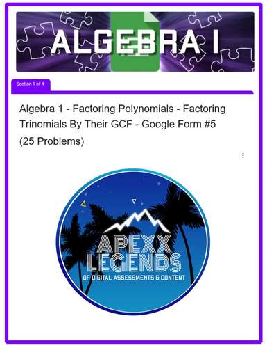 Algebra 1 - Factoring Polynomials (Factoring Trinomials By GCF) Google ...