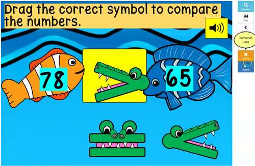 1st Grade Comparing Two Digit Numbers Boom Cards - 1.NBT.B.3 | TPT