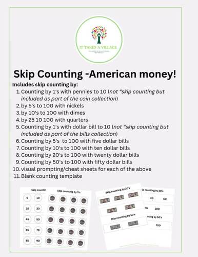 Skip Counting-American money (coins and bills) | TPT