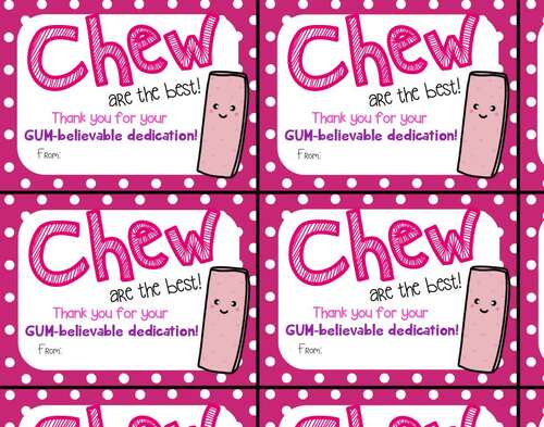 Gum Thank You/ Staff (Teacher) Appreciation Gift Tag- Chew are the best!