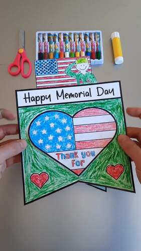 Memorial Day Craft Thank you Card | Memorial Day Bulletin Board {Color ...