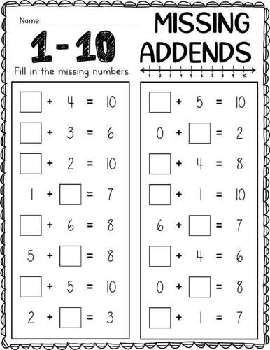 Missing Addends Worksheets: Addition Practice 1-20 (PDF Download)
