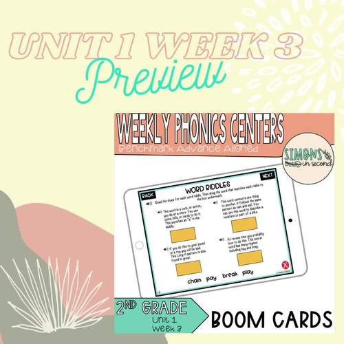 Benchmark Advance 2nd Grade BOOM CARDS Unit 1 Week 3 by Simons in Second
