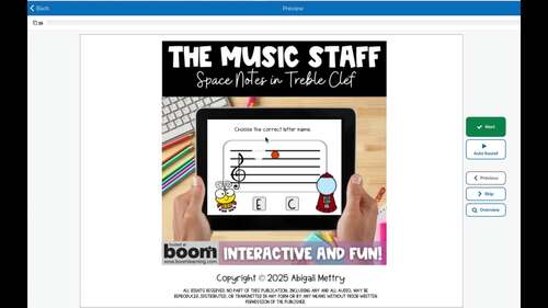 Name the Note | Read Treble Clef Space Notes on Staff Boom Cards™