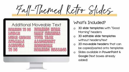 Retro Good Morning Slides for Fall by The Classroom Corner | TPT