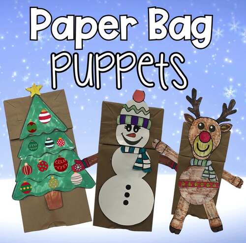 Christmas Paper Bag Puppets – Reindeer, Snowman & Christmas Tree Craft