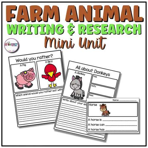Farm Animal Writing & Research Mini Unit | Opinion & Research Writing