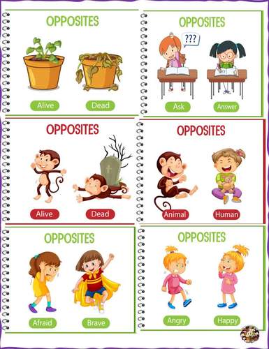 Opposites Antonyms PDF by Me The Helping Teacher | TPT