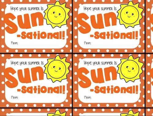 Sun Chips End of Year Gift Tag- Hope your summer is Sun-sational!