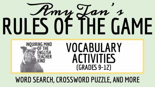 "Rules of the Game" by Amy Tan Vocabulary Games and Activities for High ...