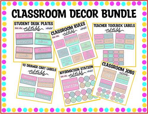 Printable Minimalist Bright Classroom Decor Labels Bundle Pack ...