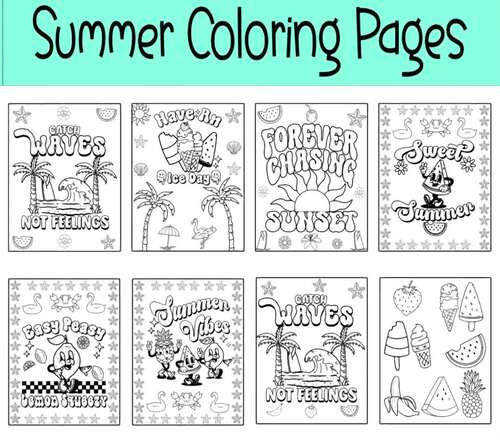 coloring pages of summer things