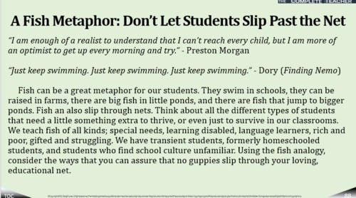 COMPLETE TEACHER Lesson 88 - Fish Metaphor: Don’t Let Students Slip ...