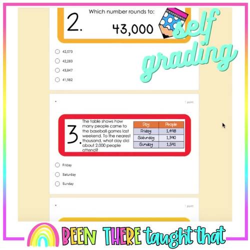 4th Grade Rounding SELF GRADING Quizzes by Been There Taught That