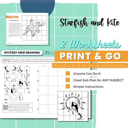 HIGH SCHOOL ART EARLY FINISHER ACTIVITY/WORKSHEET: Mystery Grid Drawing