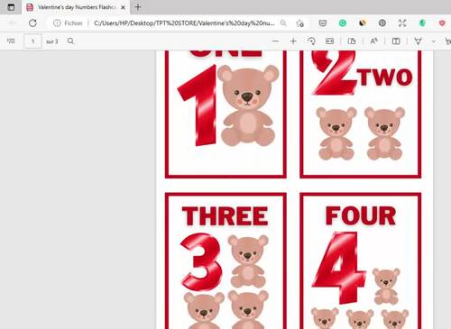 Valentine's Day Number Flashcards Digital Download | Teddy Bear ...