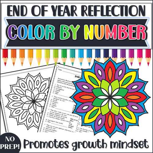 Student End of Year Reflection Color by Number Activity| Middle & High ...