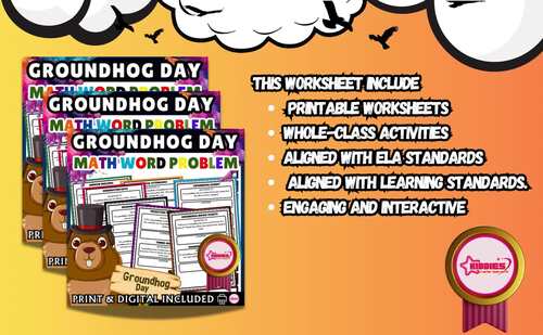 Groundhog Day Math Word Problems Activities 3rd, 4th, 5th, 6th, 7th ...